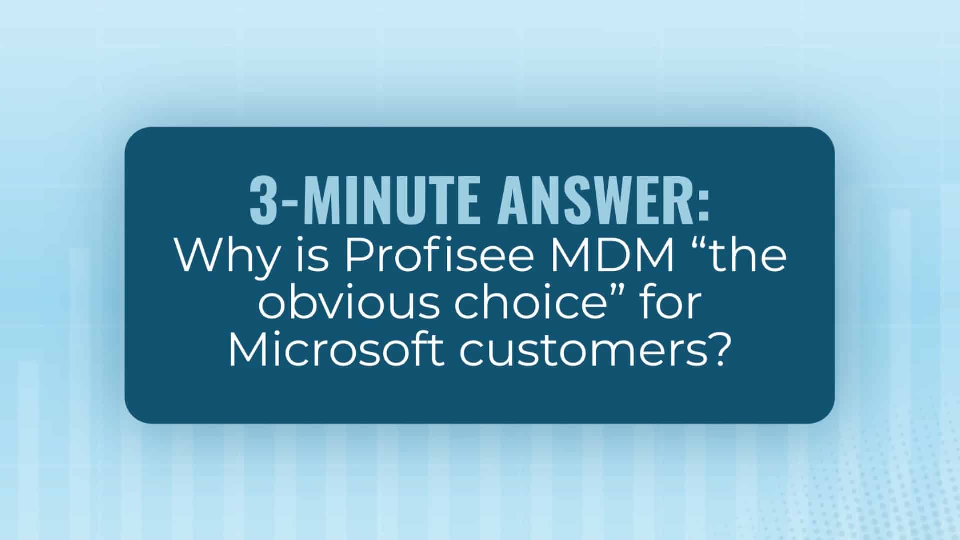 Why is Profisee MDM the Obvious Choice for Microsoft Customers? [In 3 ... Why is Profisee MDM the Obvious Choice for Microsoft Customers? [In 3 ...